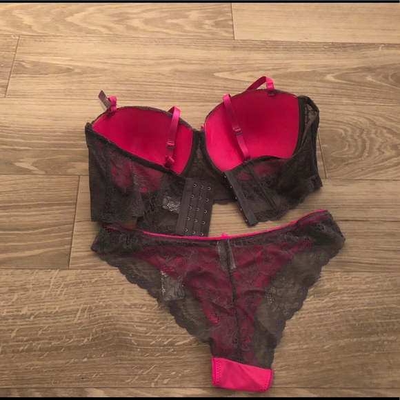 hers by herman | Intimates & Sleepwear | 38d Pink Gray Longline Bra Set ...